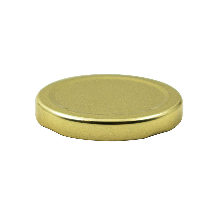 63 mm Gold Metal Twist / Lug Non-Button Flat Plastisol Lined Cap ...